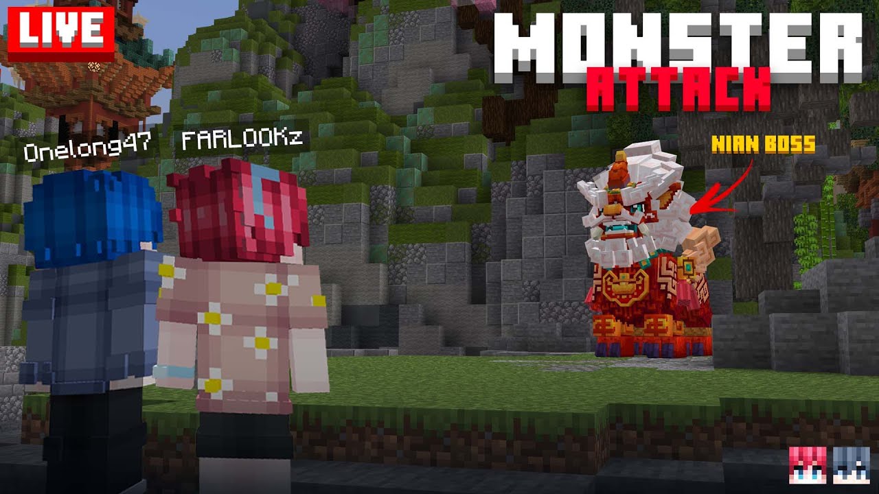 สู้กับปีศาจจีน | Minecraft Monster Attack : Nian - YouTube