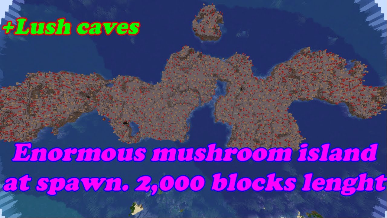 Minecraft 1.18 enormous mushroom island with lush caves at spawn seed ...