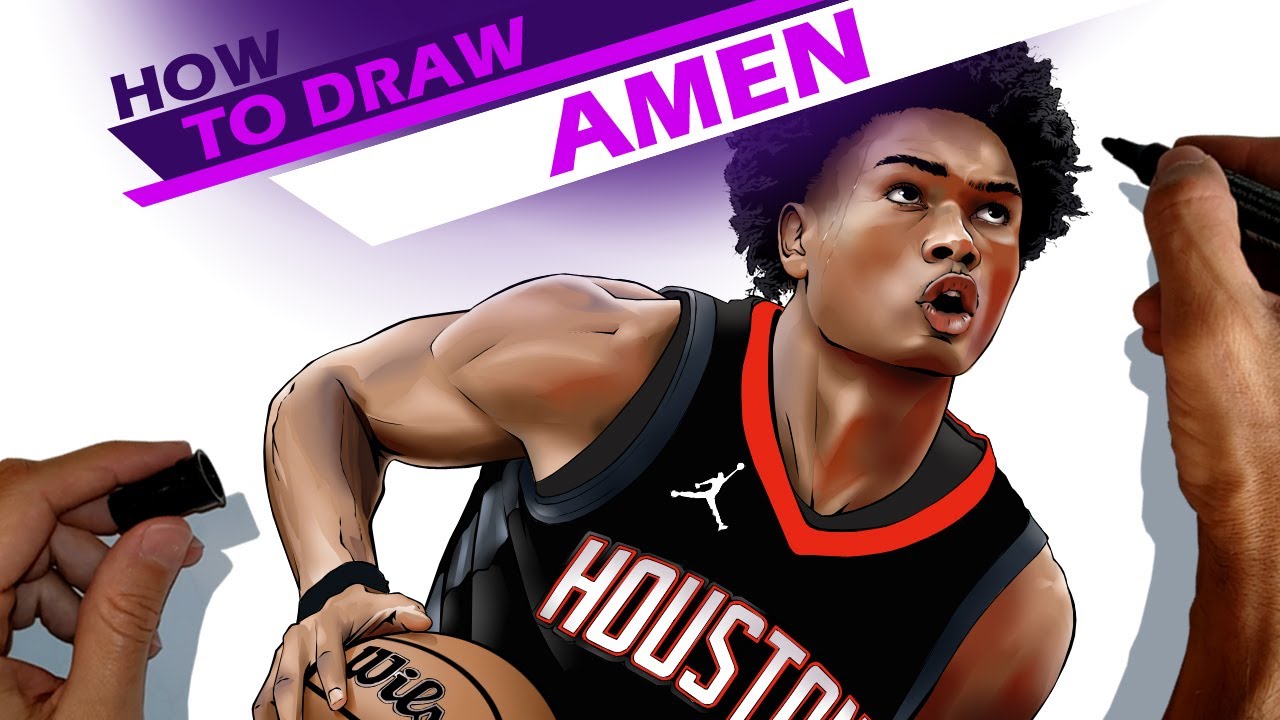 Amen Thompson, Houston Rockets player from NBA - How to draw - YouTube