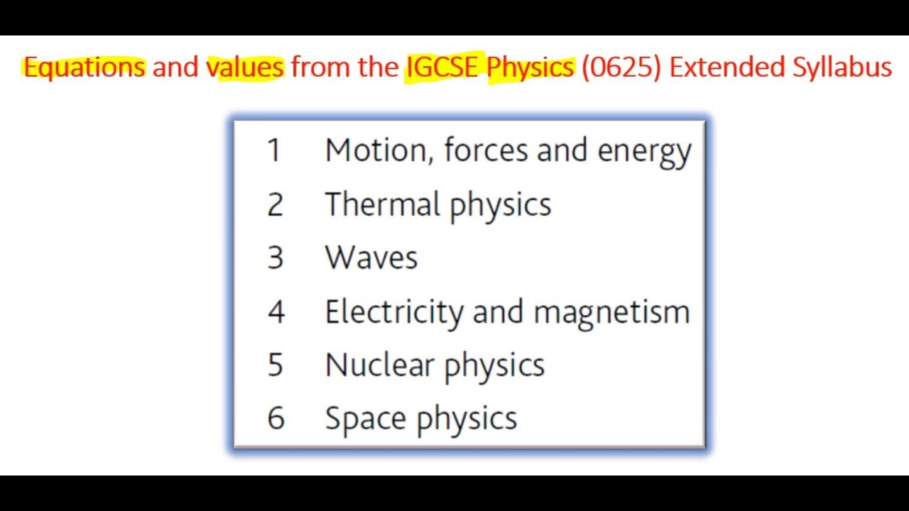 IGCSE PHYSICS EQUATIONS 2025 - YouTube