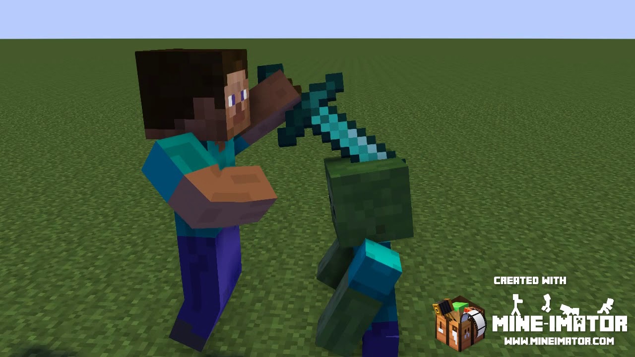 steve kills zombie - YouTube