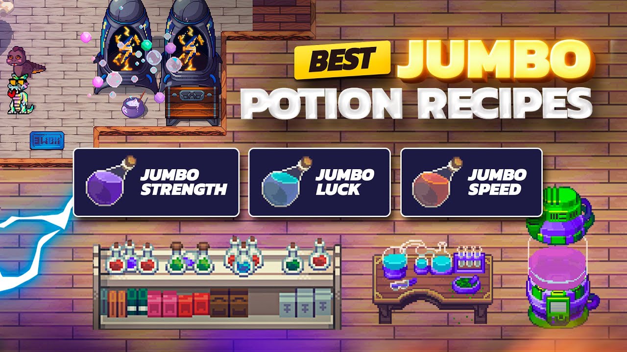 How to craft Jumbo potions recipes in pixels online: Speed potion, Luck ...