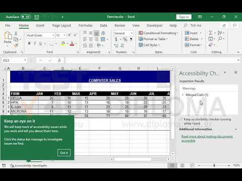 Run the accessibility checker for the current workbook and correct all ...