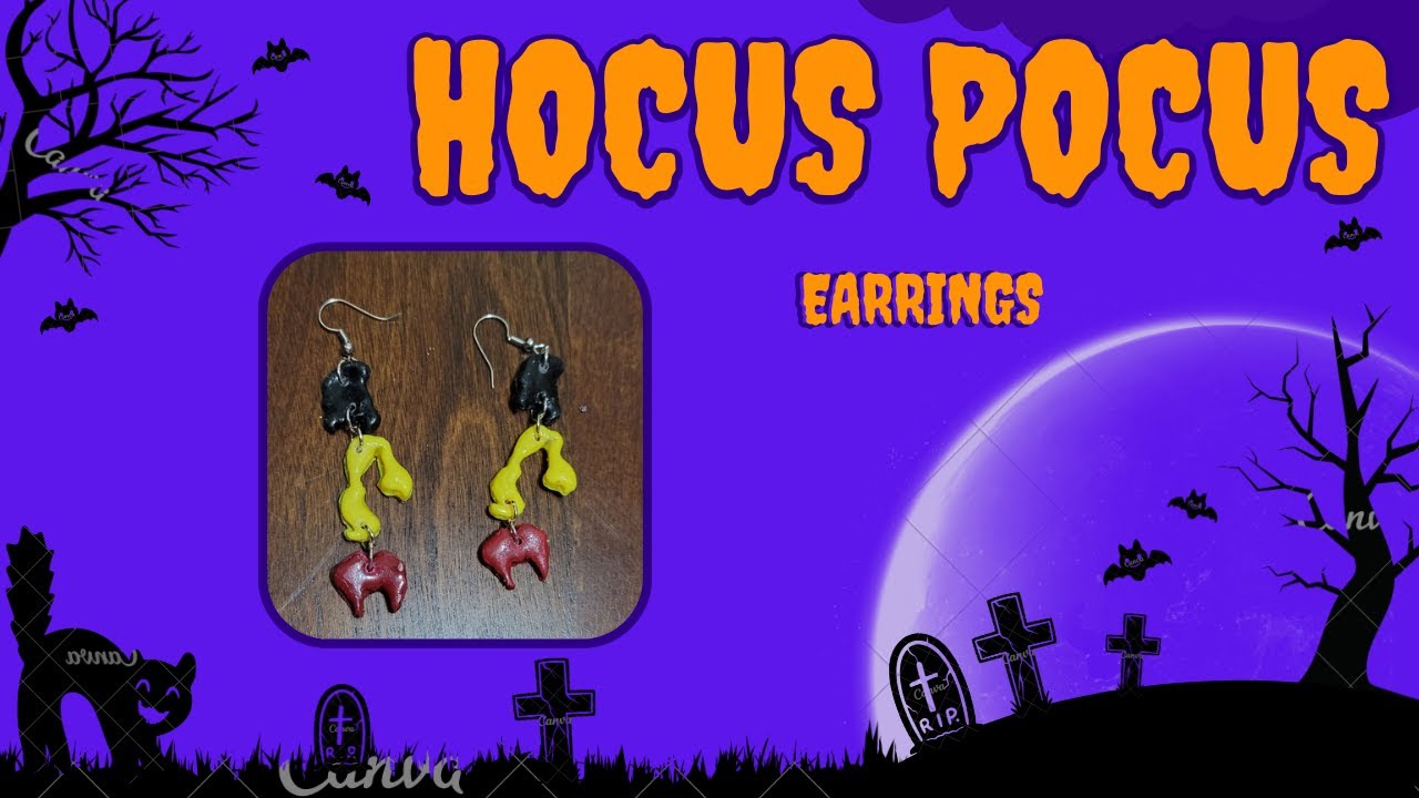 How To Make Hocus Pocus Earrings Out Of Polymer Clay - Beginner ...