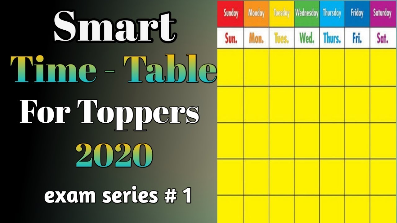 Time table ! Smart time table for toppers for board exam 2020 in hindi ...
