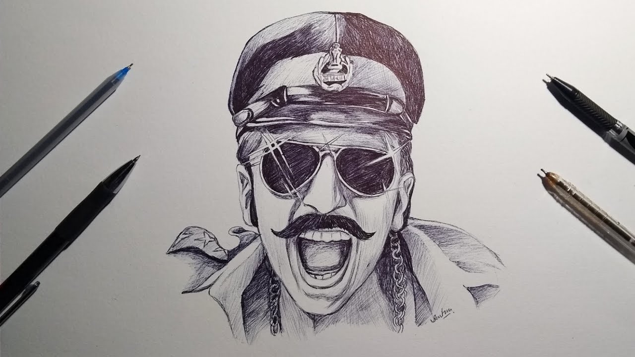 Drawing Ranveer Singh| SIMMBA look| Drawing with pen| - YouTube