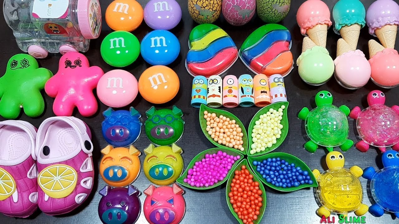 MIXING RANDOM THINGS INTO CLEAR SLIME! RELAXING SLIME VIDEO #29! ALI ...