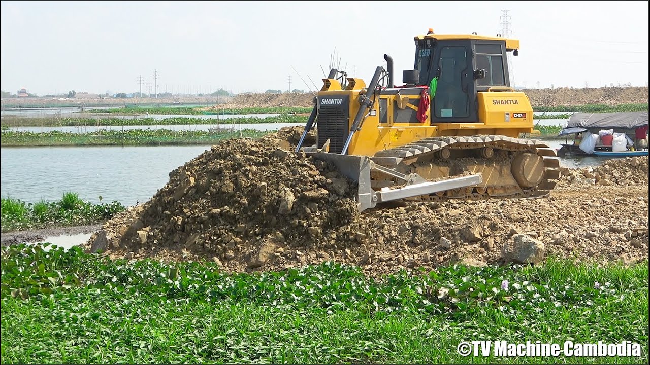 Heavy Equipment Dozer Grading And Wheel Loader Spreading Gravel ...