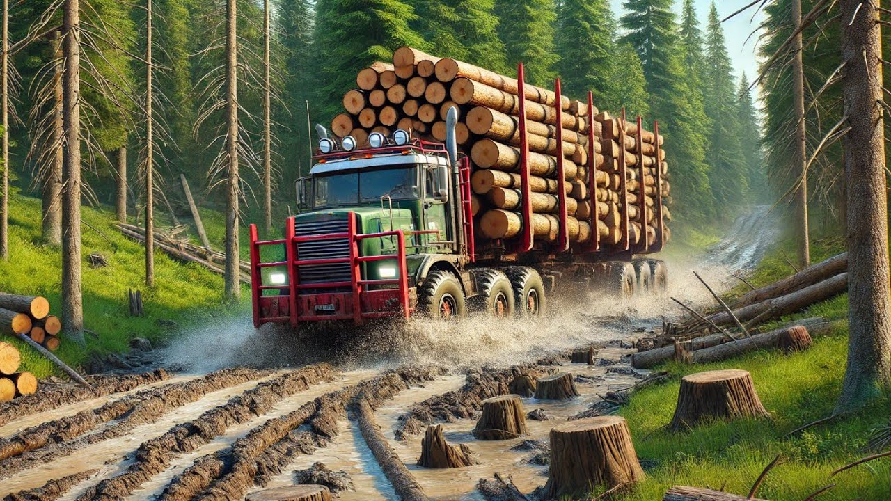 Extreme Logging Trucks in Action! Massive Heavy Equipment at Work in ...