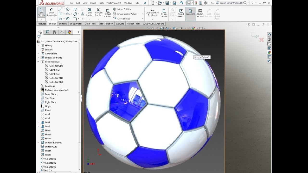 solidworks Football - YouTube