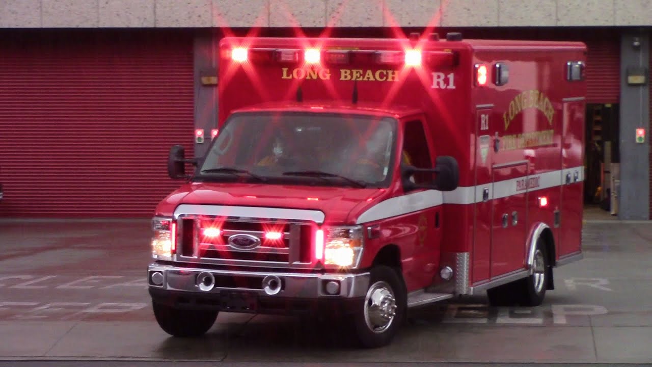 Long Beach Fire Dept. Engine 1 Rescue 1 Responding - YouTube