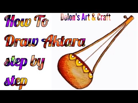How to draw Aktara step by step|| Musical Instrument Drawing for ...