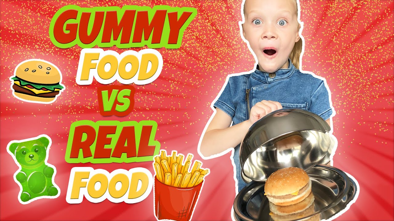 GUMMY VS REAL FOOD CHALLENGE!! - YouTube