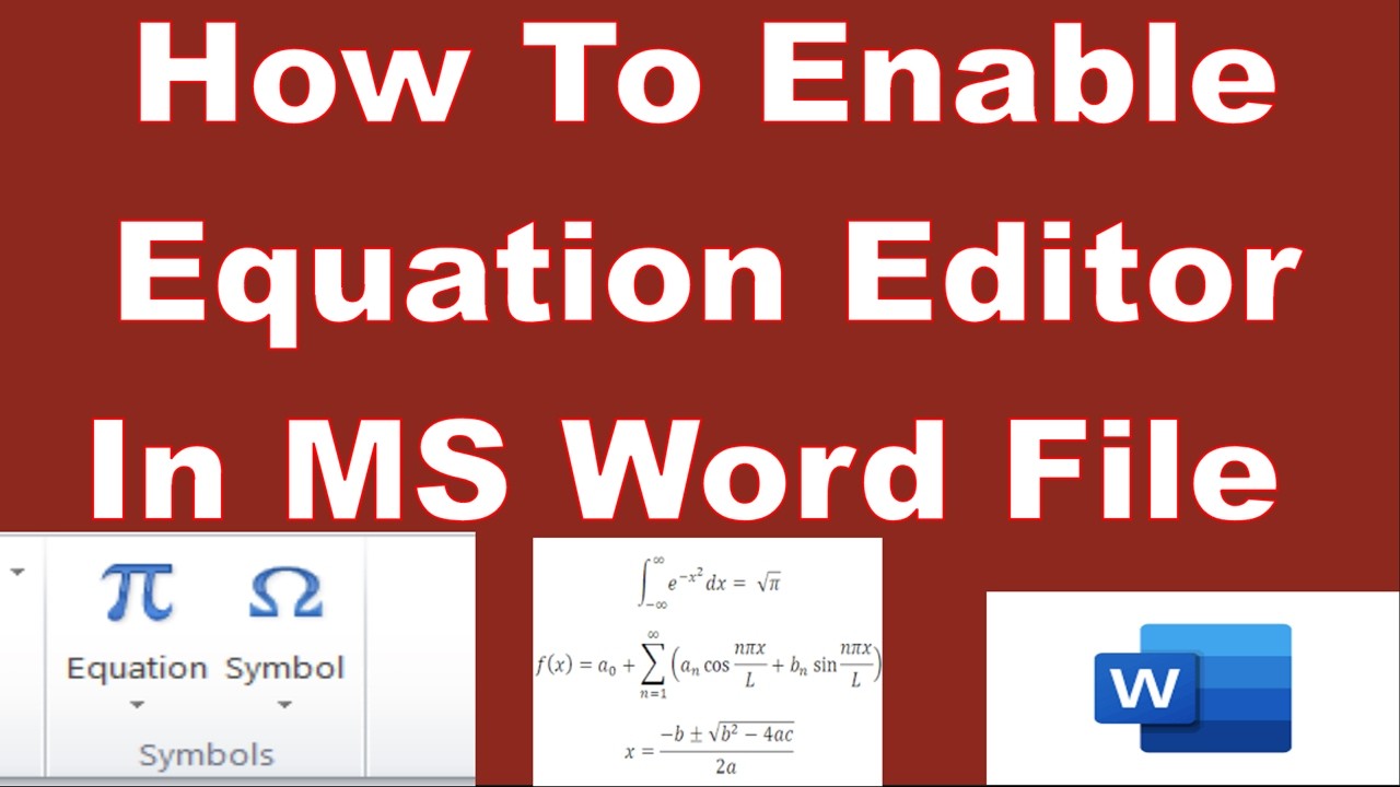 How To Enable Equation Editor In MS Word File - YouTube