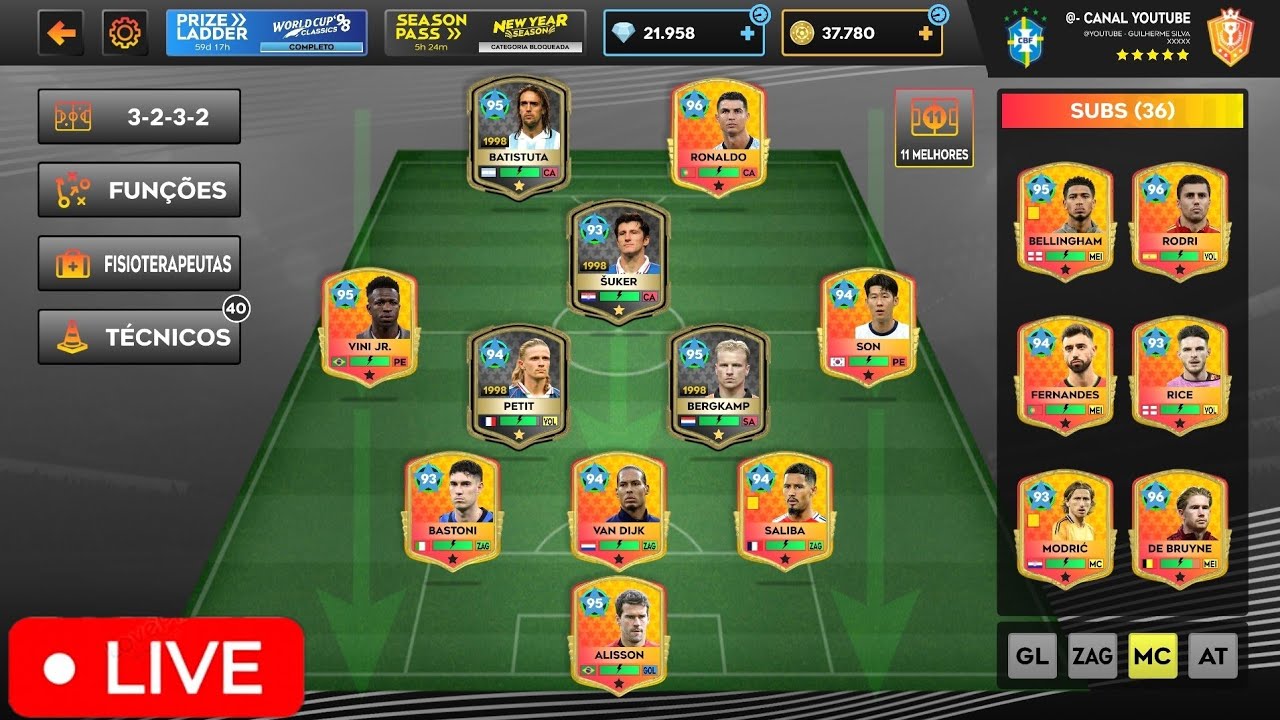 DLS 25 | OS 4 LEGENDS VEIO 🔴AO VIVO🔴DREAM LEAGUE SOCCER 2025 - YouTube