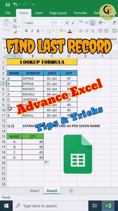 Find last Records by using Lookup Formula in Excel | Advance Excel #shorts #viral #ytshorts ...