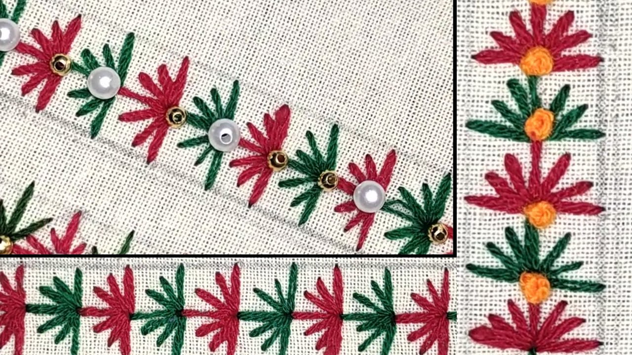 Amazing border design|border embroidery|stitches|easy border embroidery ...
