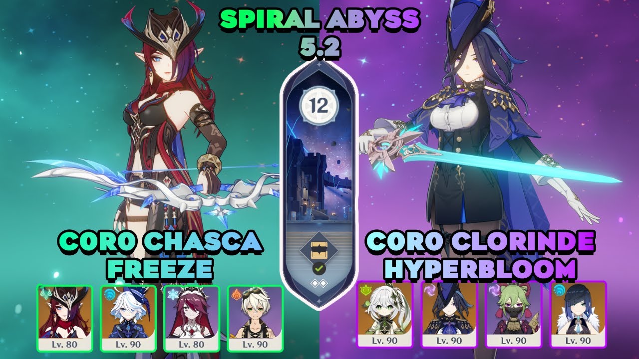 C0R0 Chasca Freeze & C0R0 Clorinde Hyperbloom | Spiral Abyss 5.2 ...