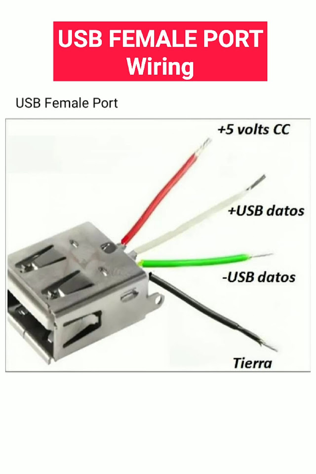 USB FEMALE PORT WIRING || USB PORT wiring diagram || Usb port ...