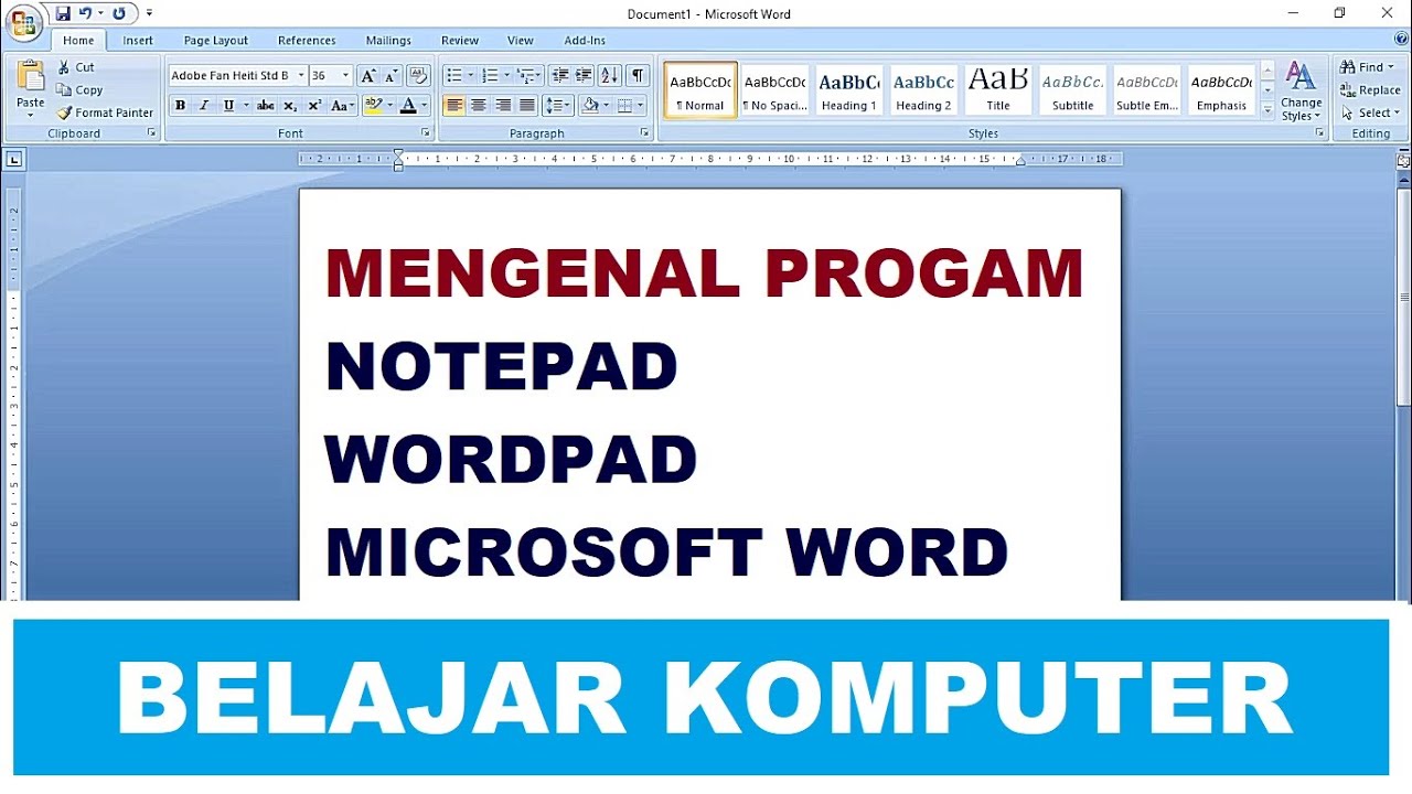 Mengenal notepad, wordpad, microsoft word - YouTube