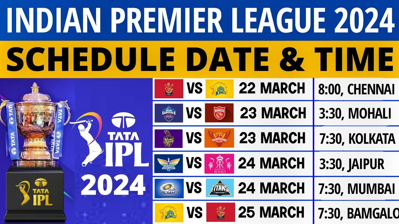 IPL 2024 Time Table | IPL 2024 Schedule | IPL 2024 Fixture | IPL 2024 ...