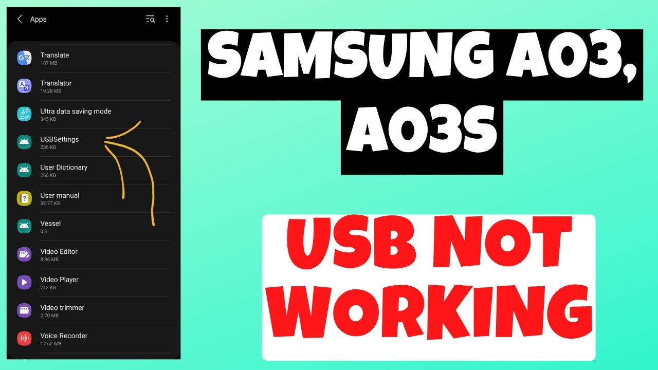 Samsung A03, A03s USB Problem || USB Issue || USB not Working - YouTube