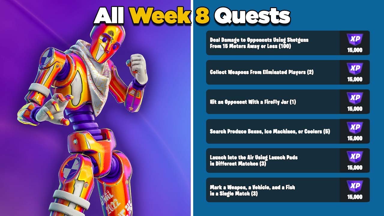 Fortnite All Week 8 Season Quests Guide - Chapter 3 Season 4 - YouTube