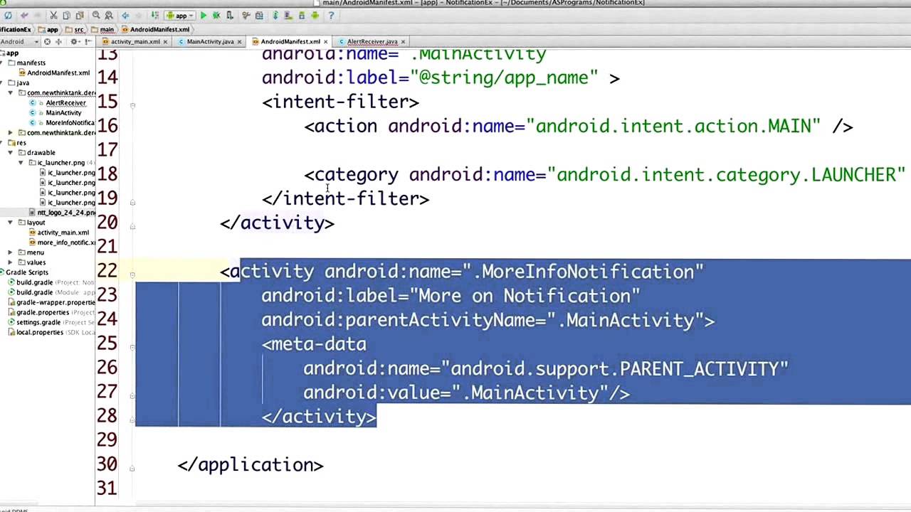 How to make android broadcasts, notification & alarm manager - YouTube