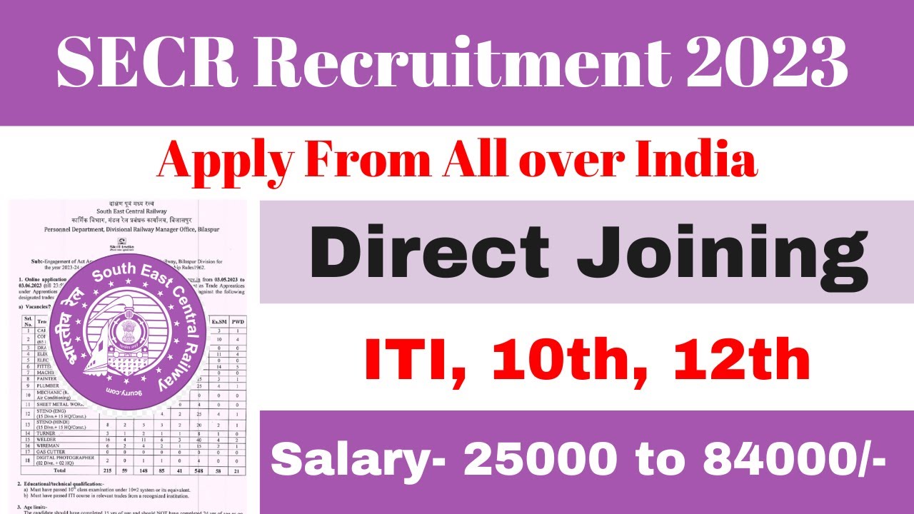 SECR Recruitment Notification 2023 | Biggest News For Freshers ...