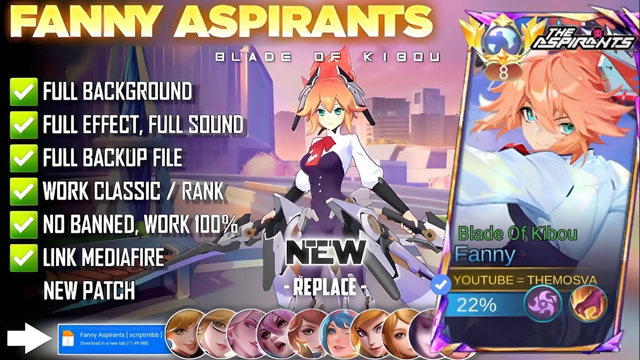 Script Skin Fanny Aspirant - Blade of Kibou No Password | Full Effect ...