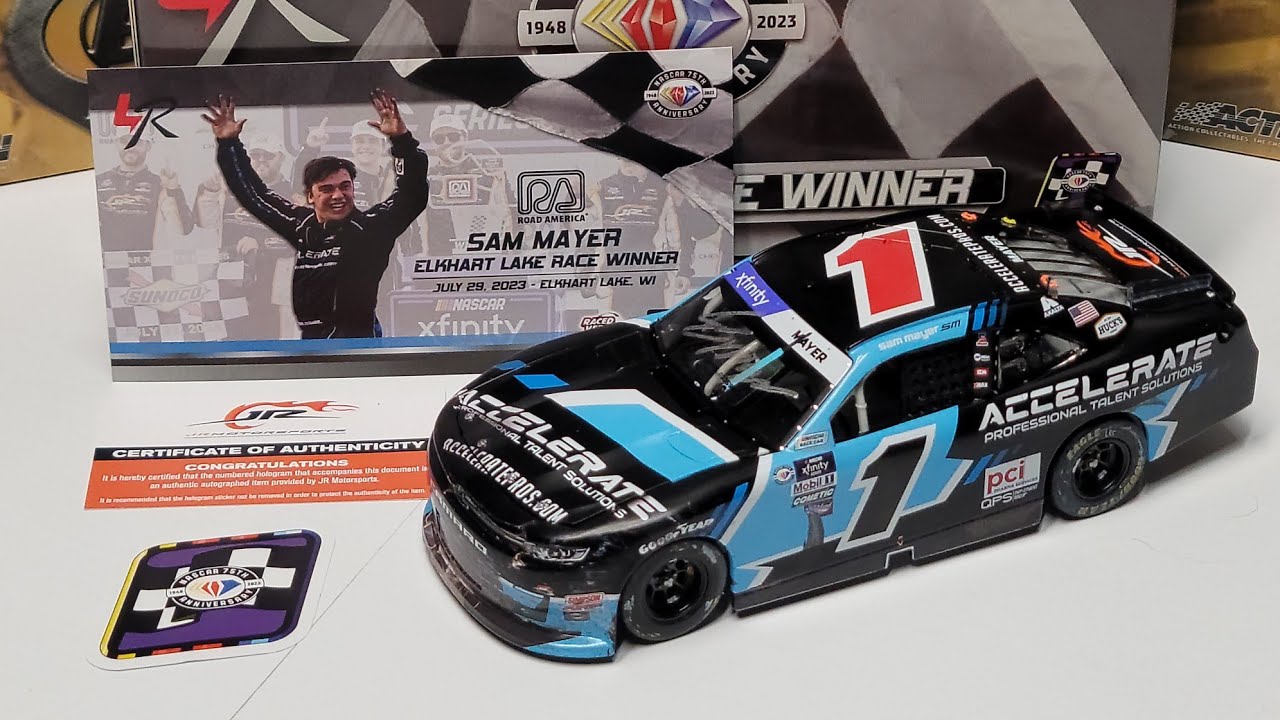 FIRST WIN! Sam Mayer 2023 Road America Race Win NASCAR Diecast Review ...