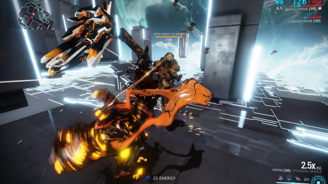 Warframe Okina vs 10 Lvl100 Heavy Gunners (sortie enemies) - YouTube