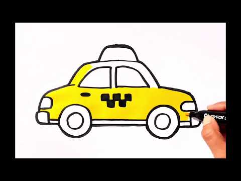 How To Draw A Taxi 🚕 | Çok Kolay Taksi Çizimi Ve Boyama 🚕 | Como Dibujar Un Taxi 