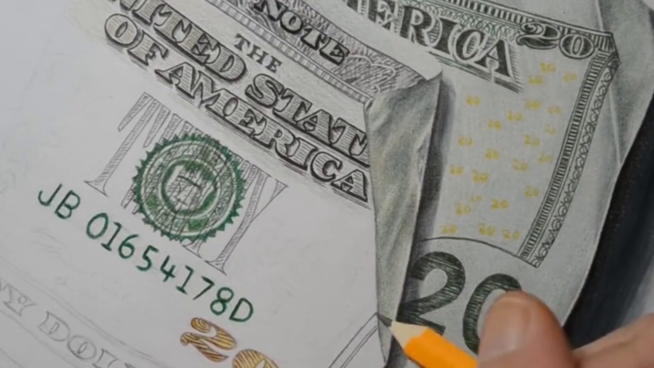 Primitive How I Draw a Twenty Dollar Bill - YouTube