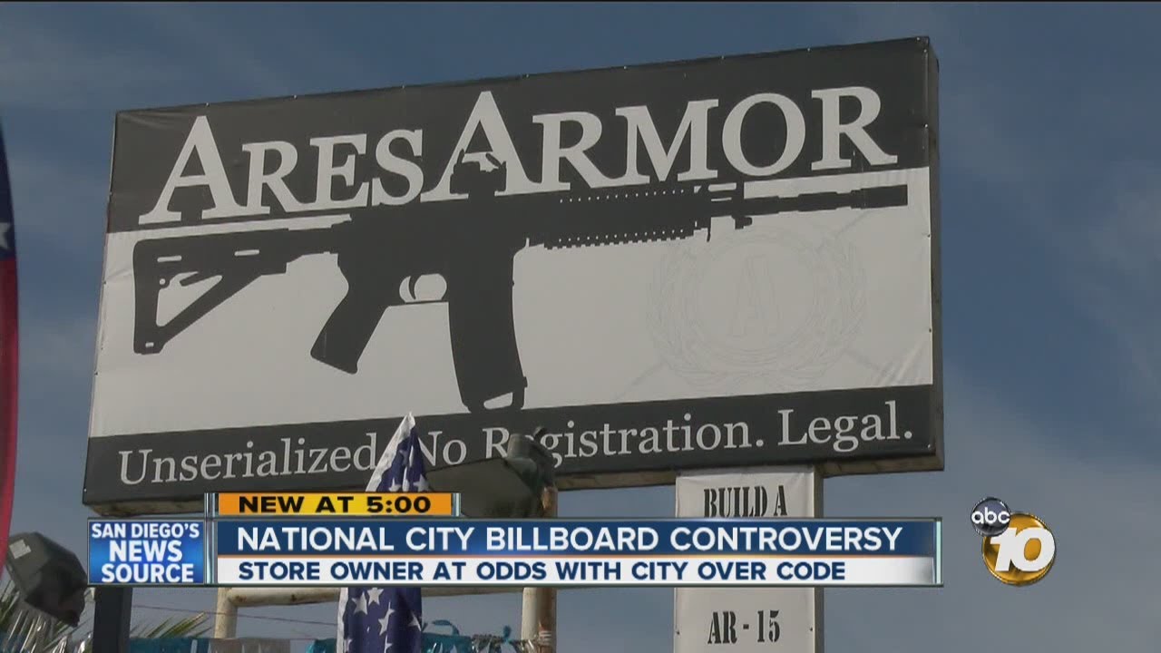 Gun billboard in National City sparks controversy - YouTube