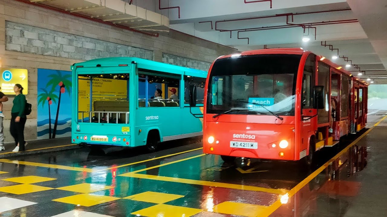 Sentosa Beach shuttle tram ride from Fort Siloso Cable car Stn to Beach ...