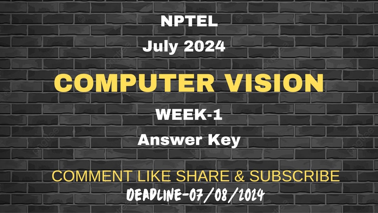 NPTEL Computer Vision Week 1 Assignment Answers #nptel #nptel_assignment #nptel2024 - YouTube