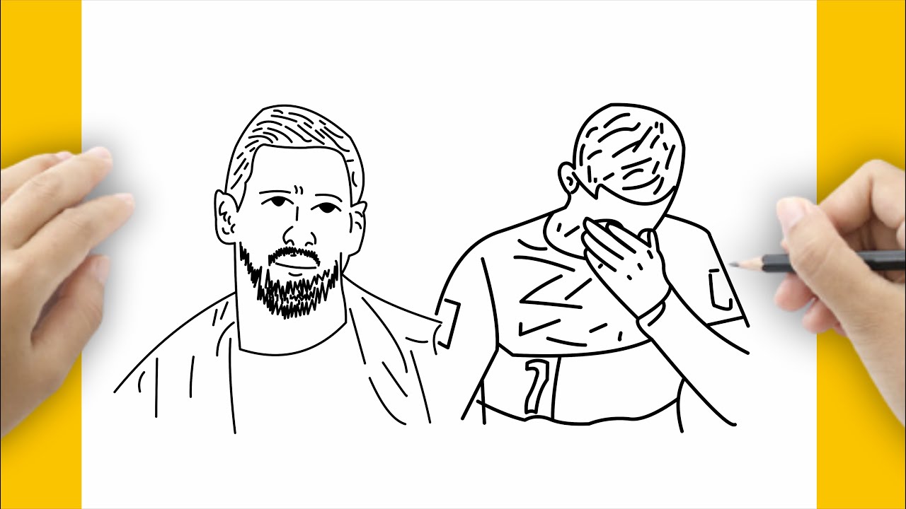 HOW TO DRAW CRISTIANO RONALDO AND LIONEL MESSI - YouTube