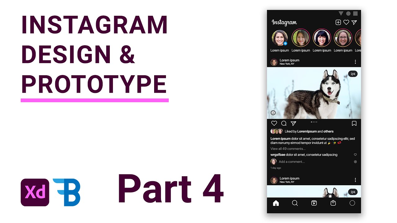Instagram App Design & Prototype - Part 4 | Adobe Xd | Blue Fin Design ...