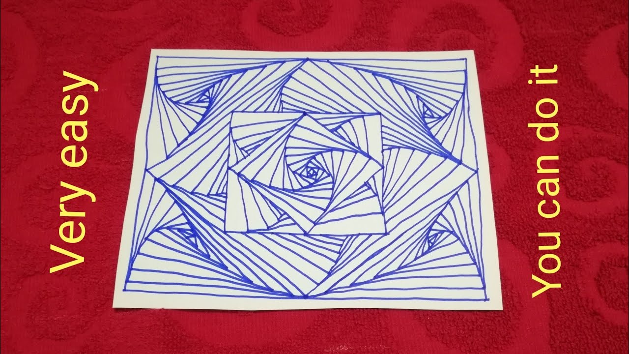 Easy abstract drawing | Overlapping 3D Line Illusion | 3d art therapy ...
