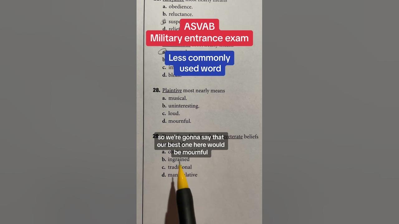 ASVAB AFQT Word Knowledge Vocab 28 #army #asvab - YouTube