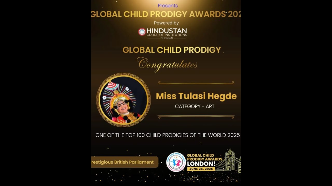 Tulasi hegde | Global Child Prodigy Awards 2025 by Charles Group | Jose Charles Martin - YouTube