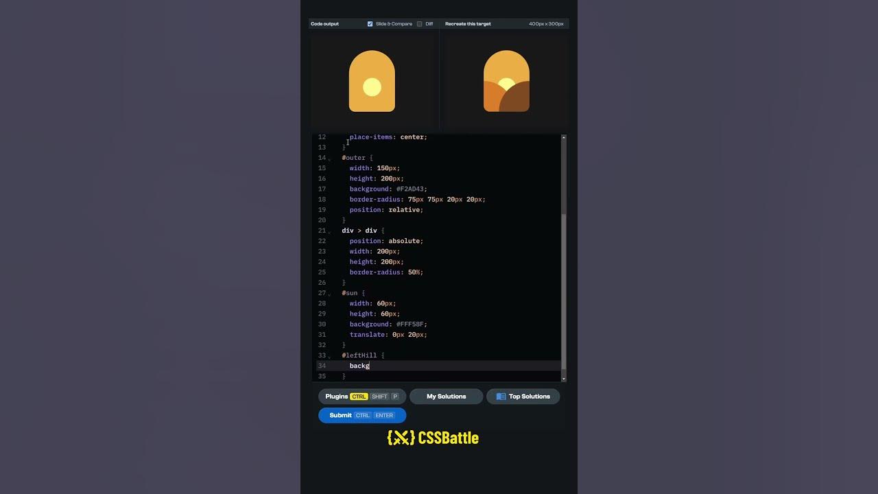 Css Battle 62 Sunset Solution Cssbattle Codingshorts Coding Css Challenge Youtube