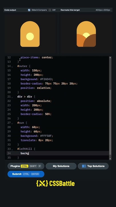 Css Battle 62 Sunset Solution Cssbattle Codingshorts Coding Css Challenge Youtube