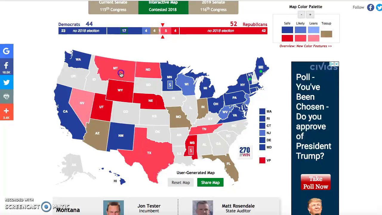 2018 Senate Prediction from October 22nd - YouTube