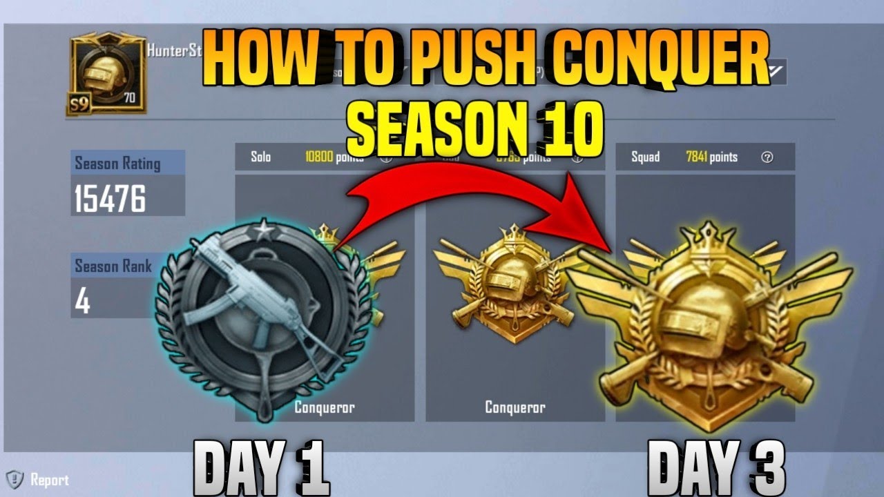 How To Reach Conquer Pubg Mobile Lite | How to Push Conquer Season 10 ...