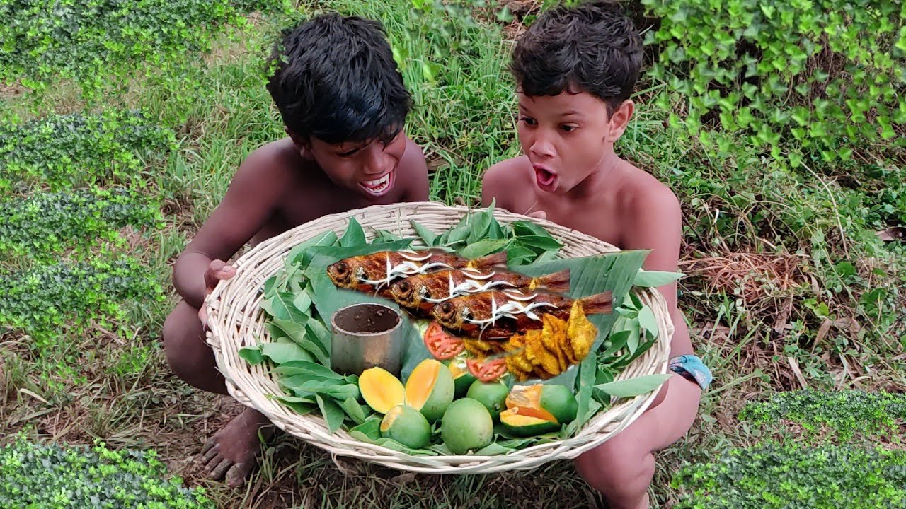 Survival in the rainforest - Cooking fish fry Recipe Eating so ...