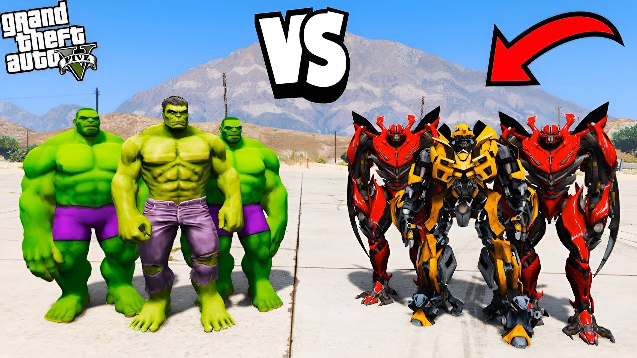 Team Hulk Vs Team Bumblebee (Transformer) Epic Battle In GTA 5! - YouTube