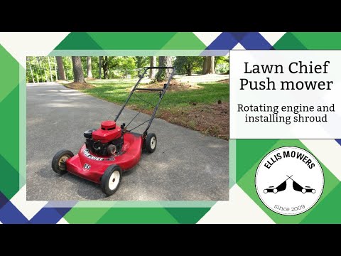 Lawn Chief push mower turning engine 180 degrees and installing recoil ...