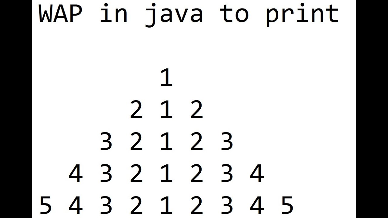 Wap In Java To Print 1 212 32123 Youtube